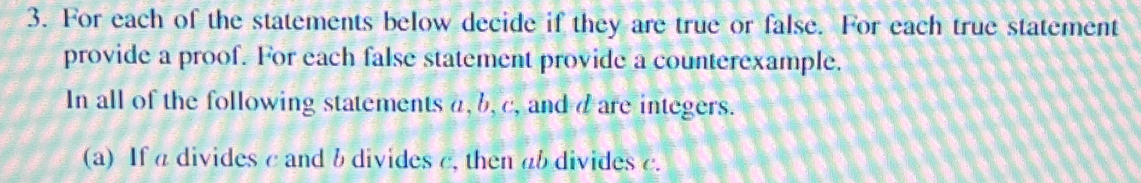 Solved For each of the statements below decide if they are | Chegg.com