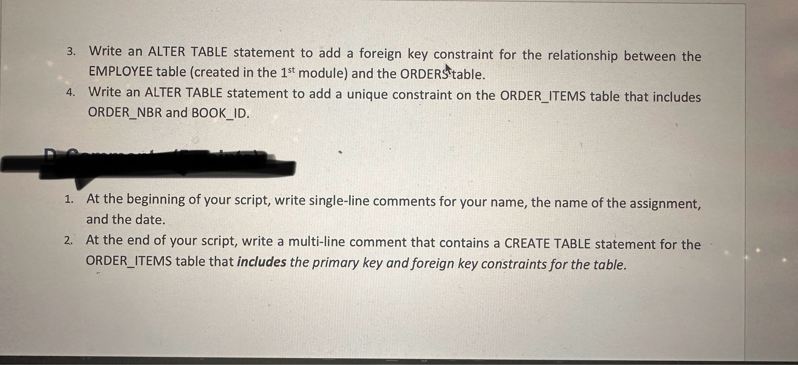 Solved Write an ALTER TABLE statement to add a foreign key | Chegg.com