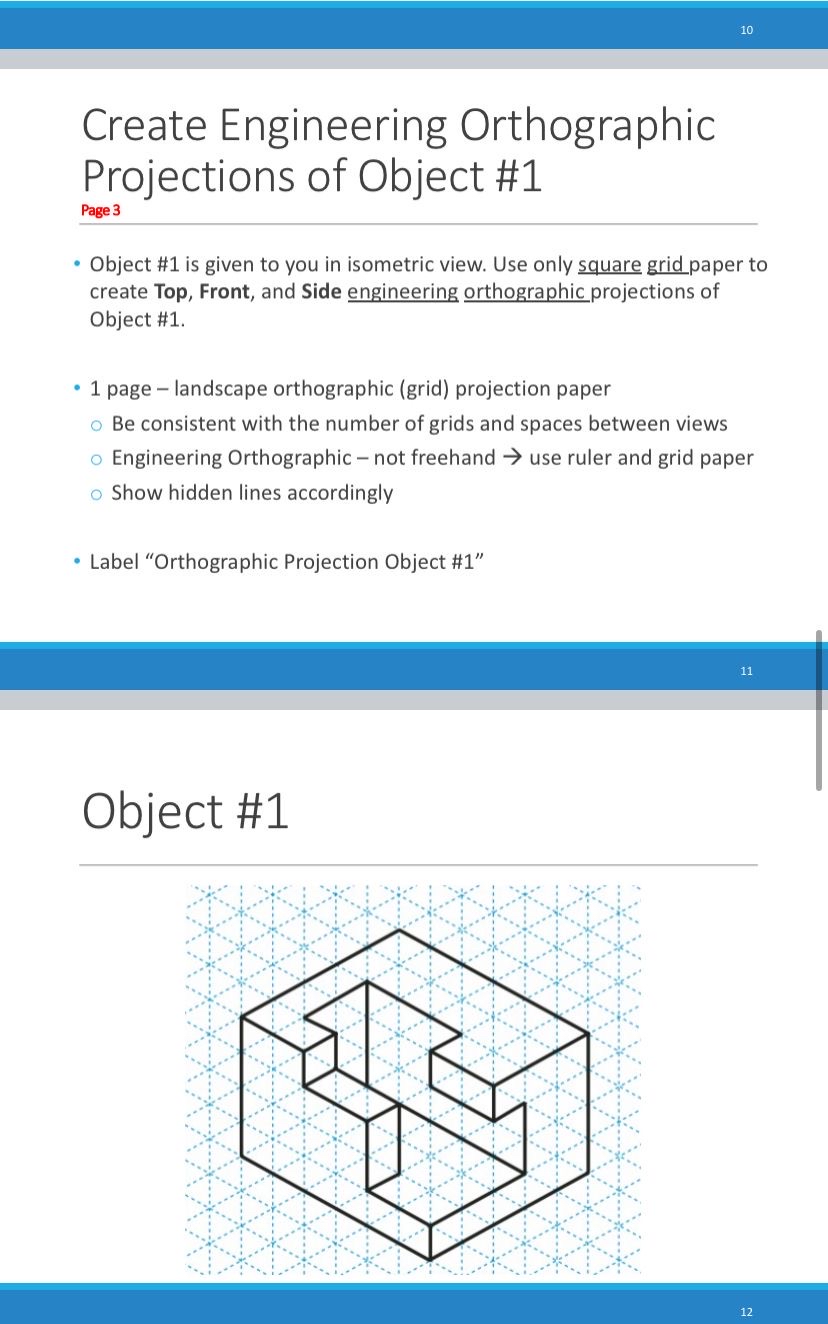 Solved 10Create Engineering Orthographic Projections of | Chegg.com