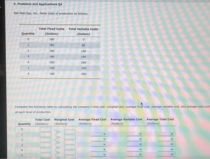 Solved 4. Problems and Applications Q4 Ball Bearings, Inc., | Chegg.com
