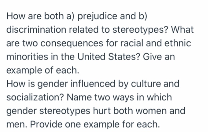 Solved How are both a) prejudice and b) discrimination | Chegg.com