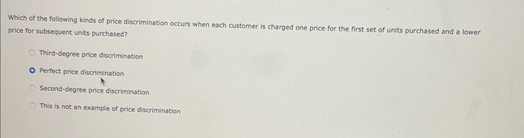 Solved Which of the following kinds of price discrimination | Chegg.com