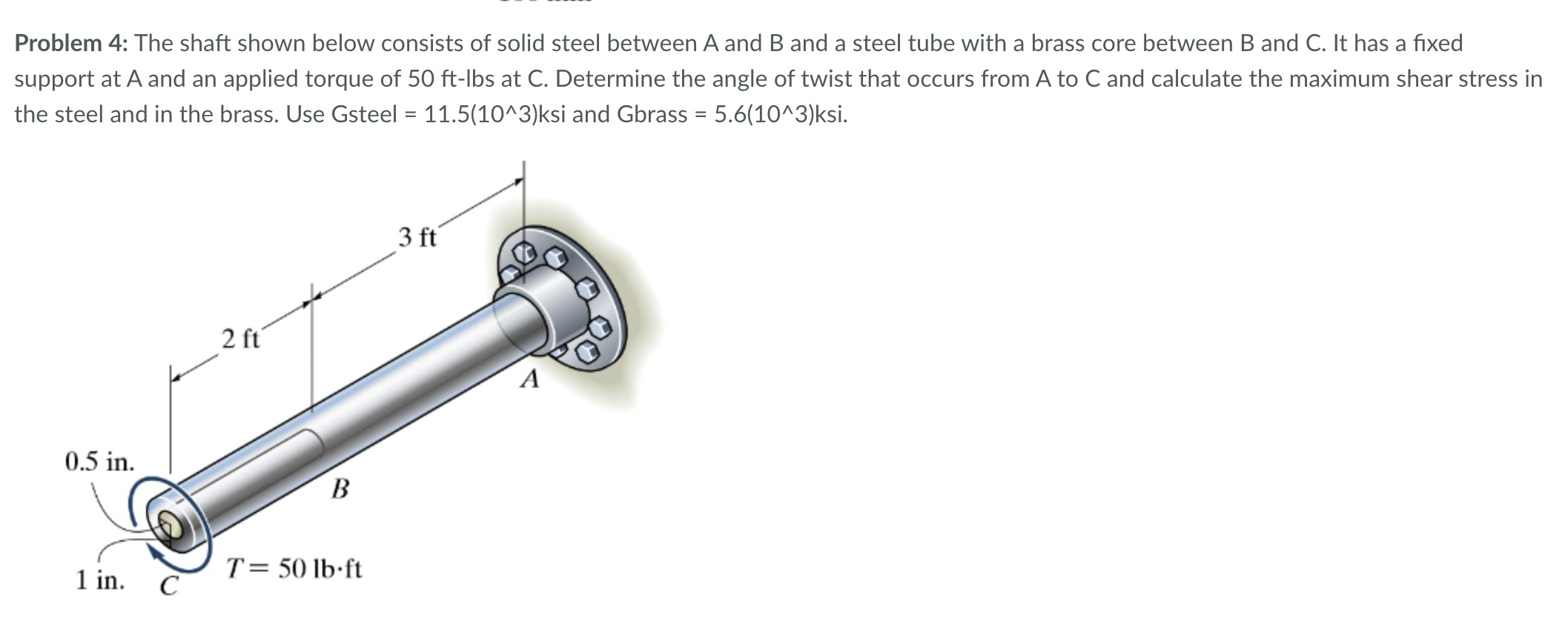 Solved Problem 4: The shaft shown below consists of solid | Chegg.com