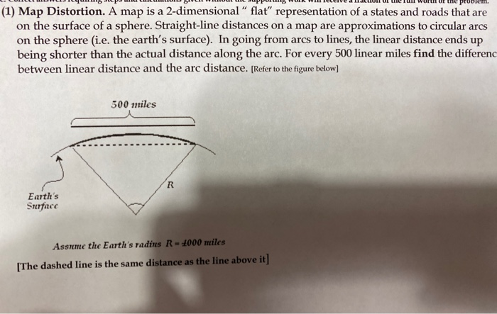 Solved (1) Map Distortion. A map is a 2-dimensional " flat" | Chegg.com
