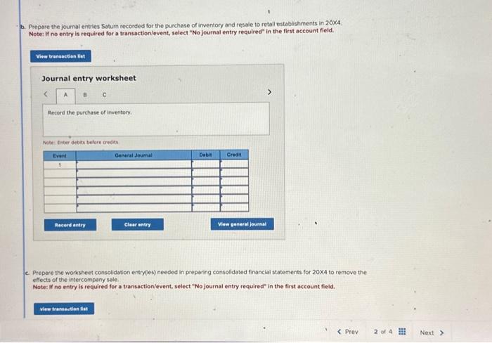 Exercise 6-7 (Algo) Sale of Inventory to Subsidiary | Chegg.com