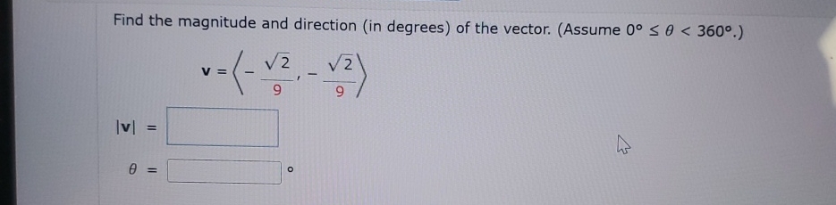 Solved Find the magnitude and direction (in degrees) ﻿of the | Chegg.com