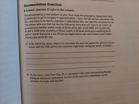 Solved Documentation Exercises Scenario: Question 43 refers | Chegg.com