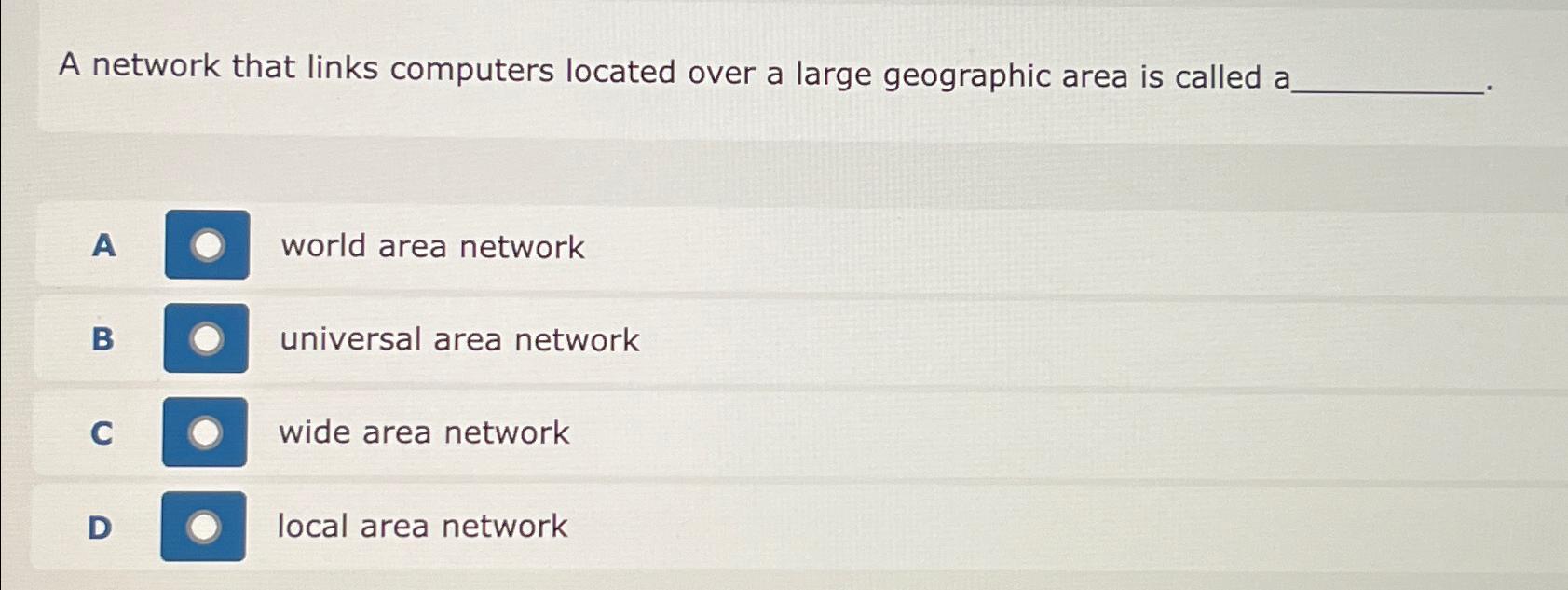 Solved A network that links computers located over a large | Chegg.com