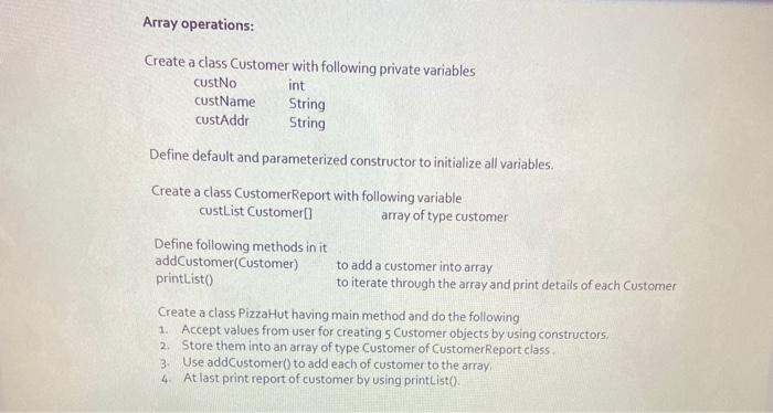 Solved Pizza Hut Java Assignment Class Object Creation