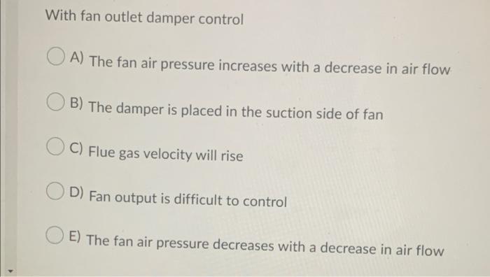 Solved With fan outlet damper control A) The fan air | Chegg.com