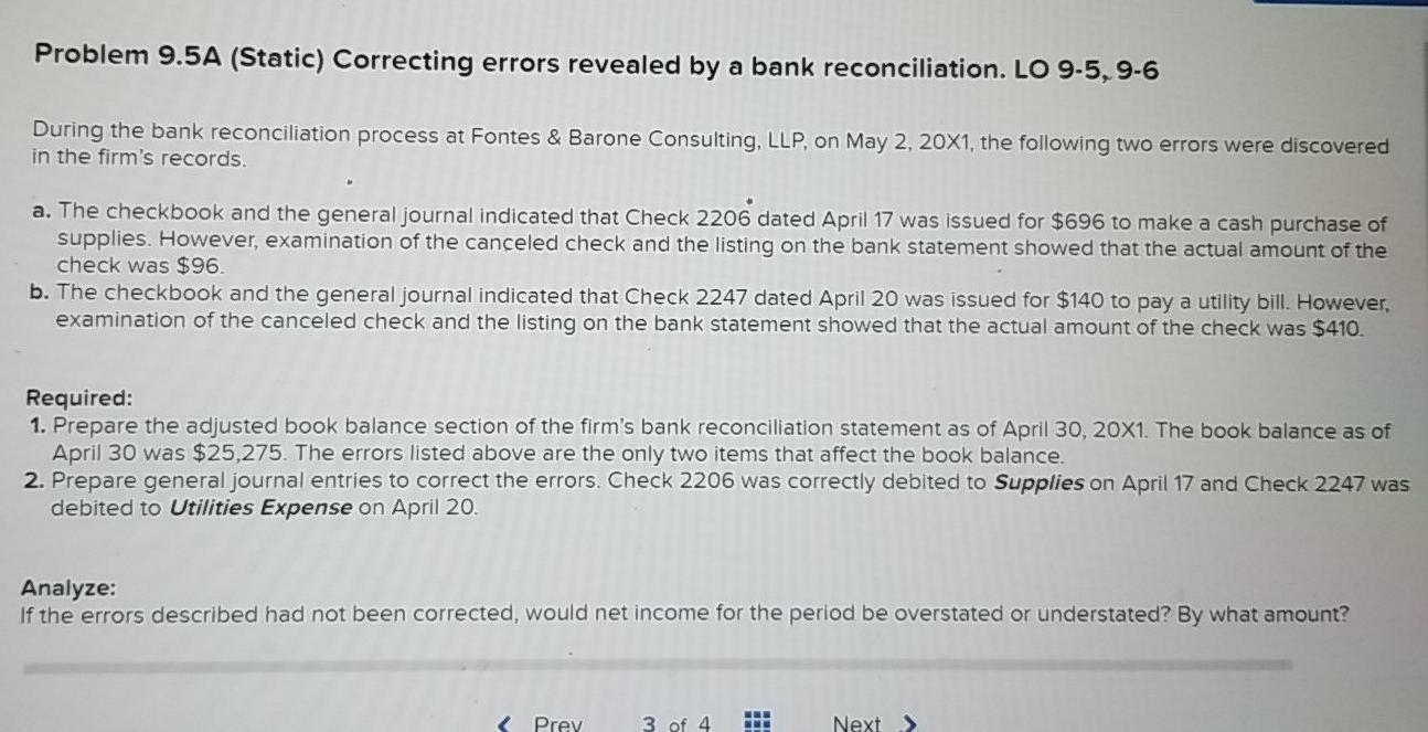 Solved Problem 9.5A (Static) Correcting errors revealed by a | Chegg.com