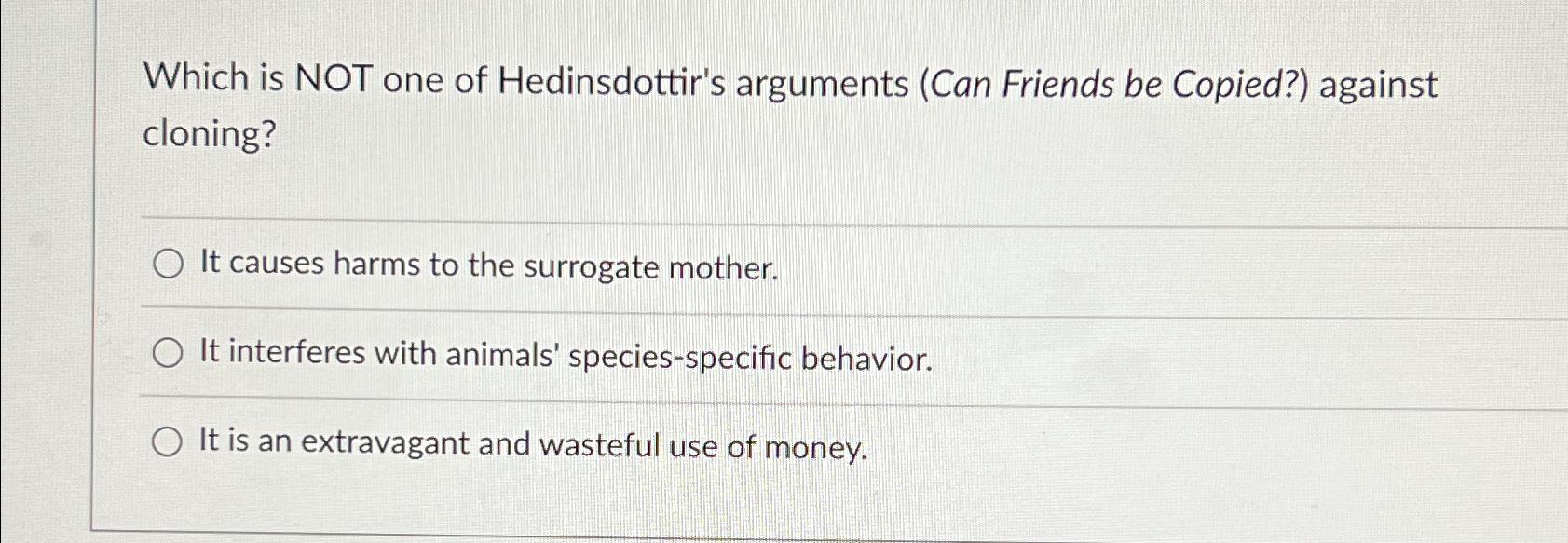 Which is NOT one of Hedinsdottir's arguments (Can | Chegg.com