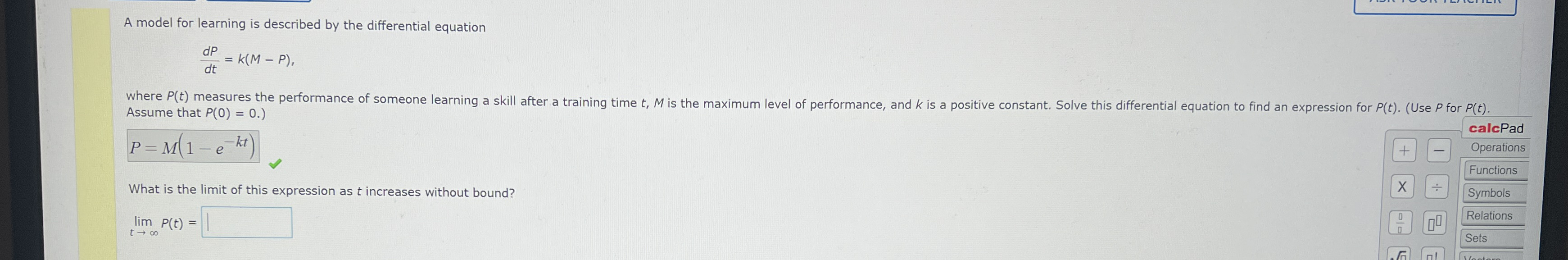 Solved A model for learning is described by the differential | Chegg.com