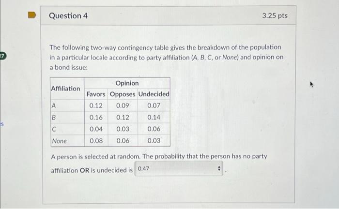 Solved 27 s Question 4 The following two-way contingency | Chegg.com
