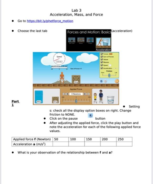 Solved Lab 3 Acceleration, Mass, and Force Got - Chor n) | Chegg.com