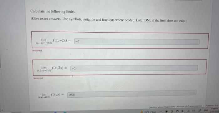 Solved Calculate the following limits. (Give exact answers. | Chegg.com
