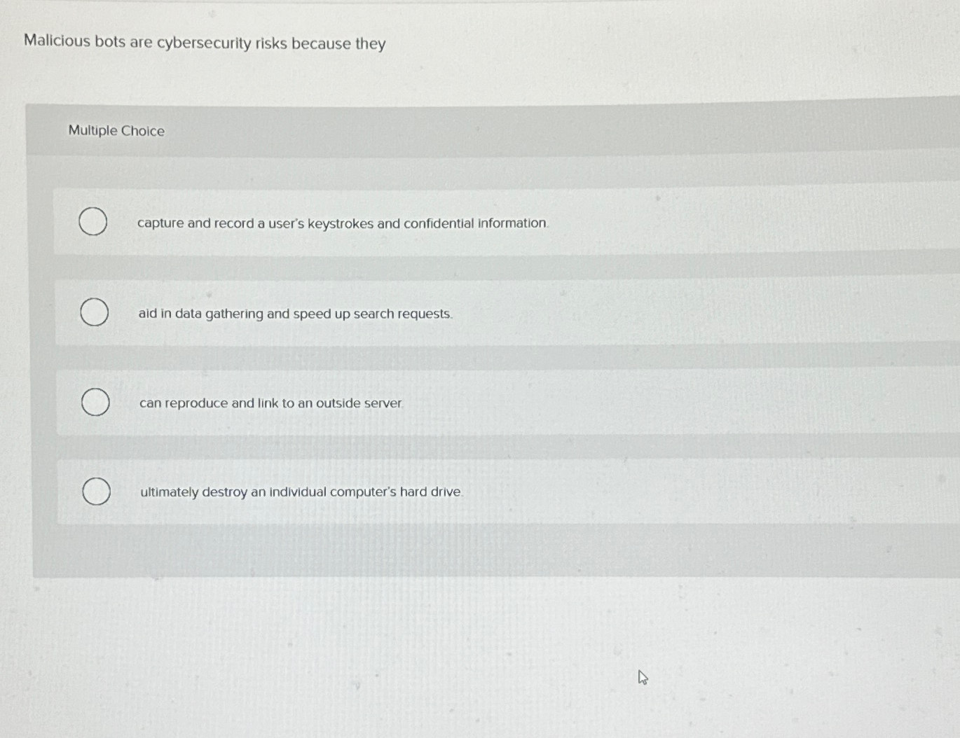 Solved Malicious Bots Are Cybersecurity Risks Because