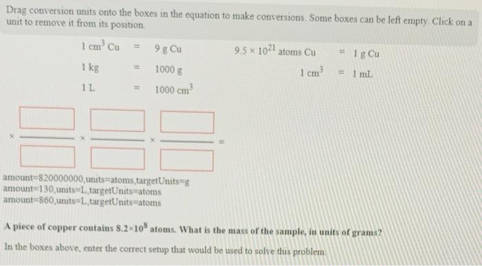 Solved Drag conversion units onto the boxes in the equation | Chegg.com