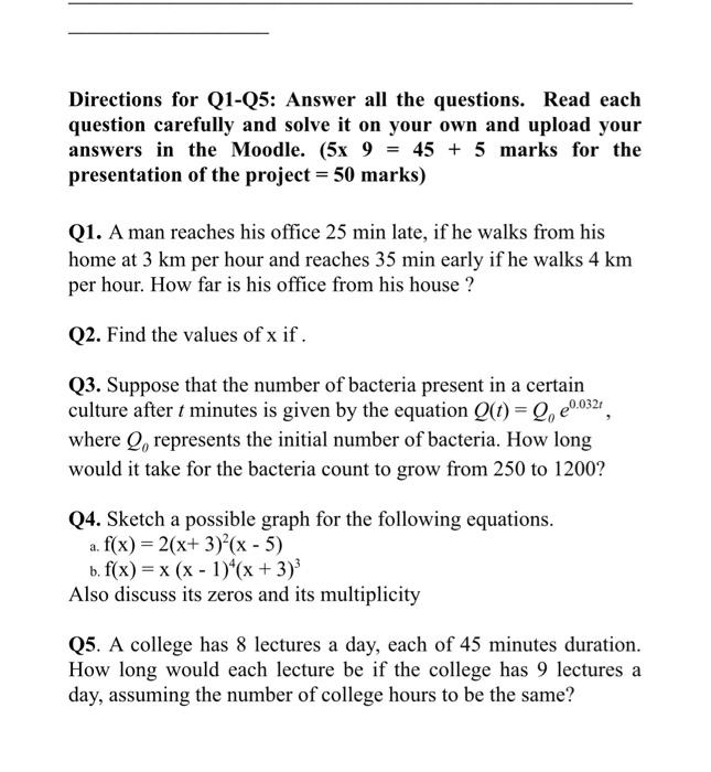 Solved Directions for Q1-Q5: Answer all the questions. Read | Chegg.com