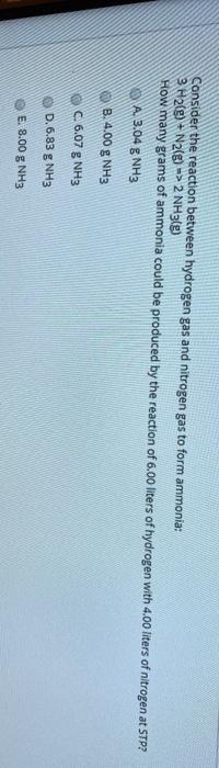 Solved Consider the reaction between hydrogen gas and | Chegg.com