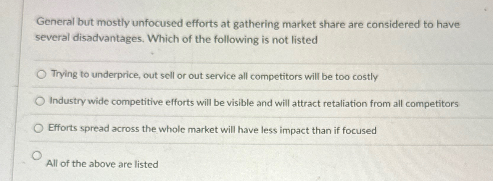 Solved General but mostly unfocused efforts at gathering | Chegg.com