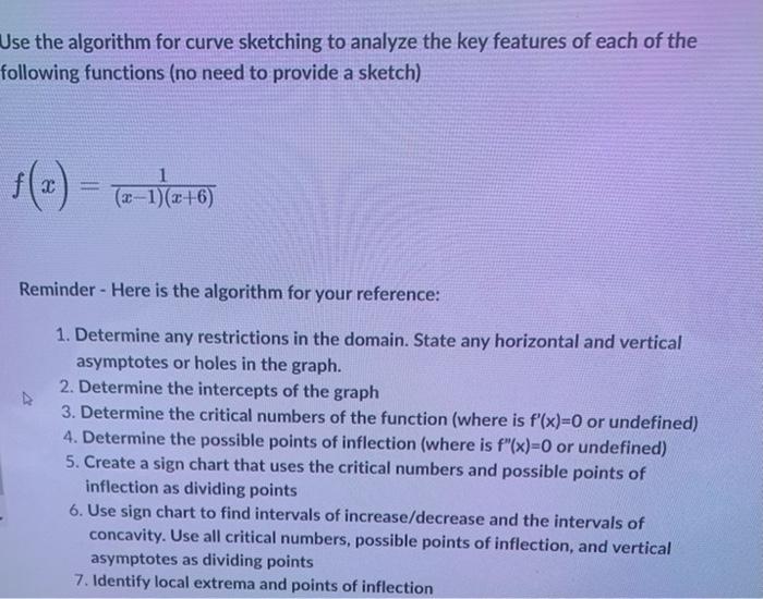 Solved Use the algorithm for curve sketching to analyze the | Chegg.com