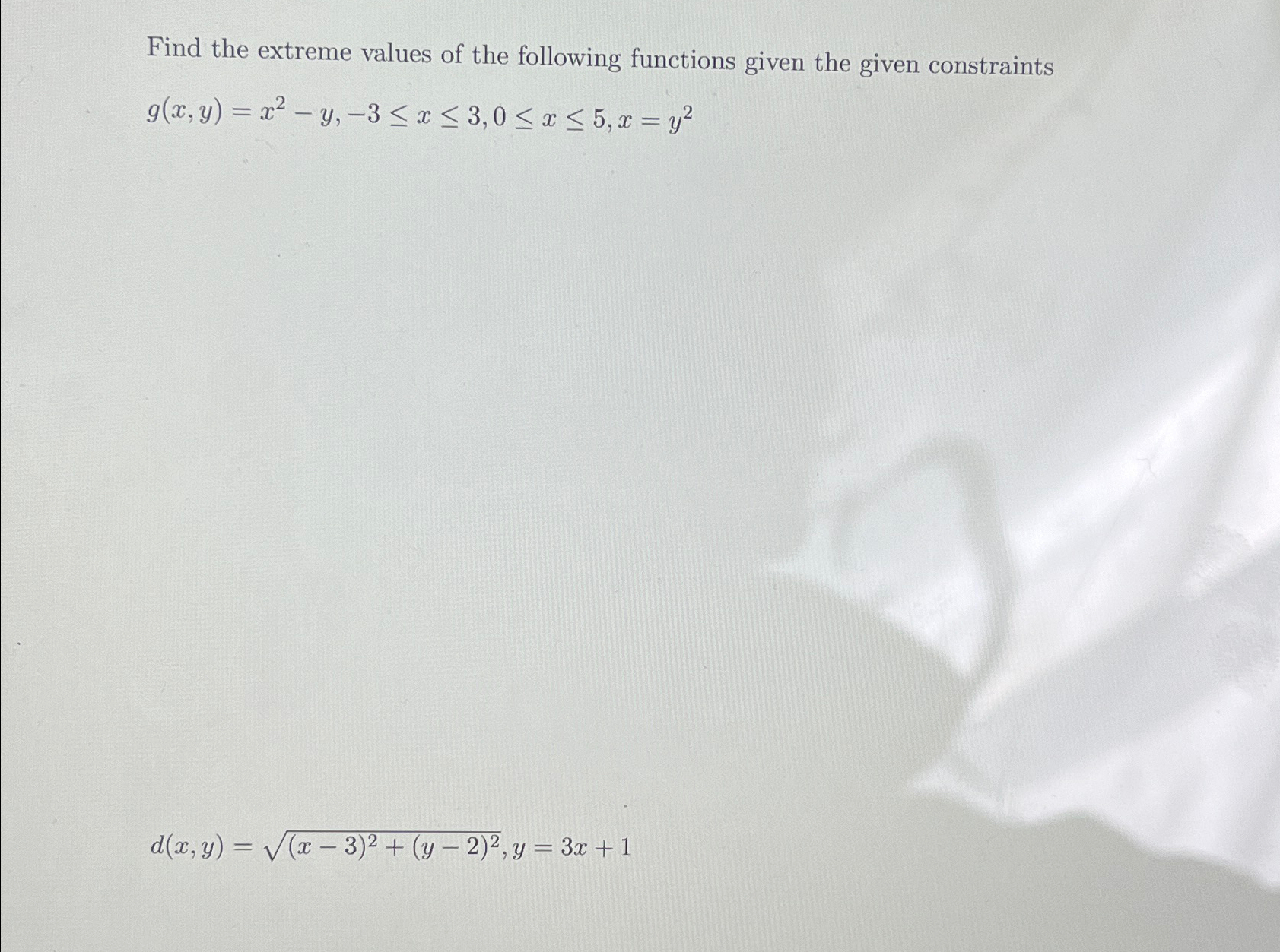 Solved Find the extreme values of the following functions | Chegg.com