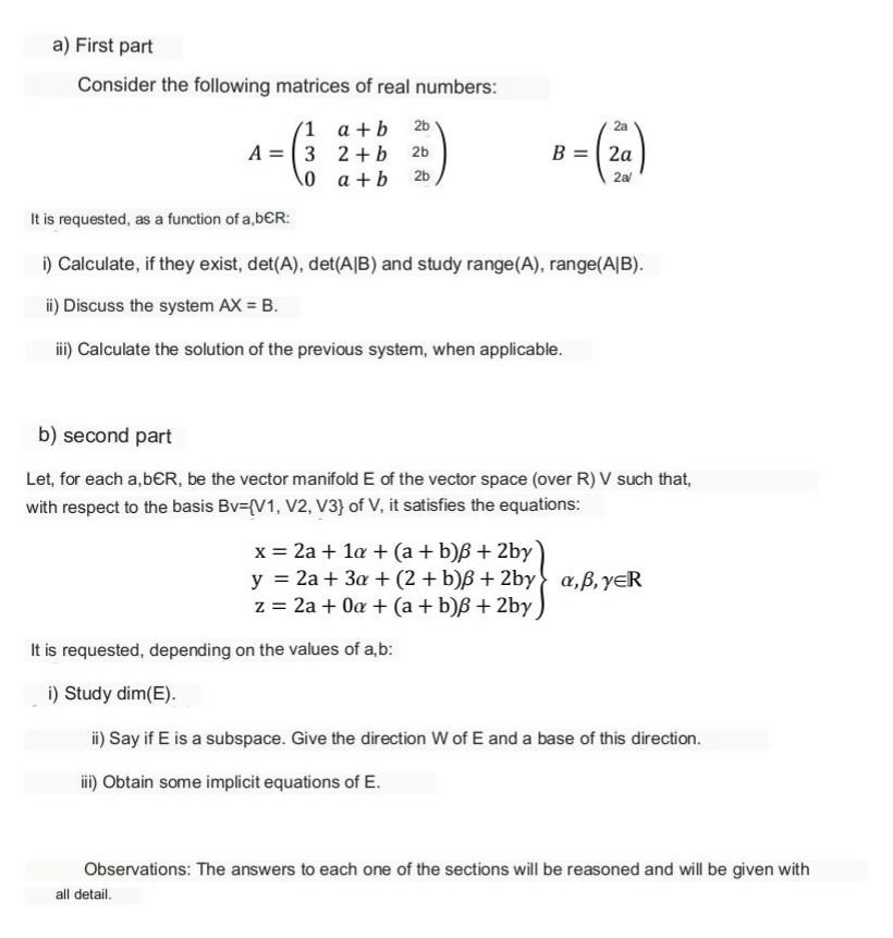 Consider the following matrices of real numbers: | Chegg.com