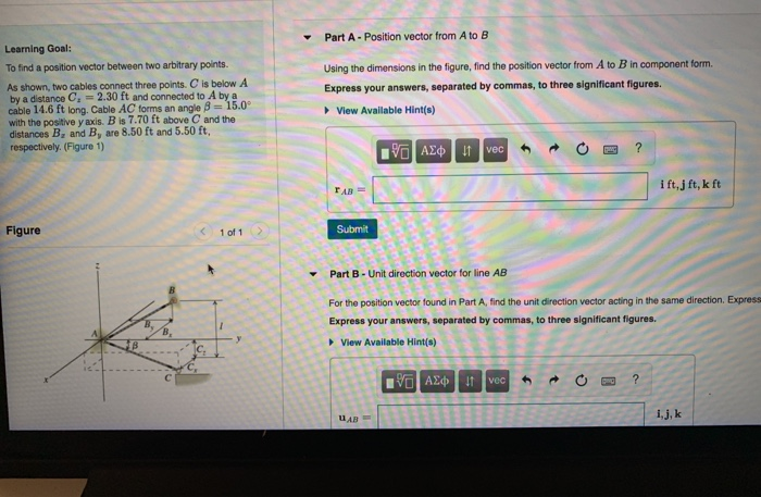 Solved Part A - Position vector from A to B Learning Goal: | Chegg.com