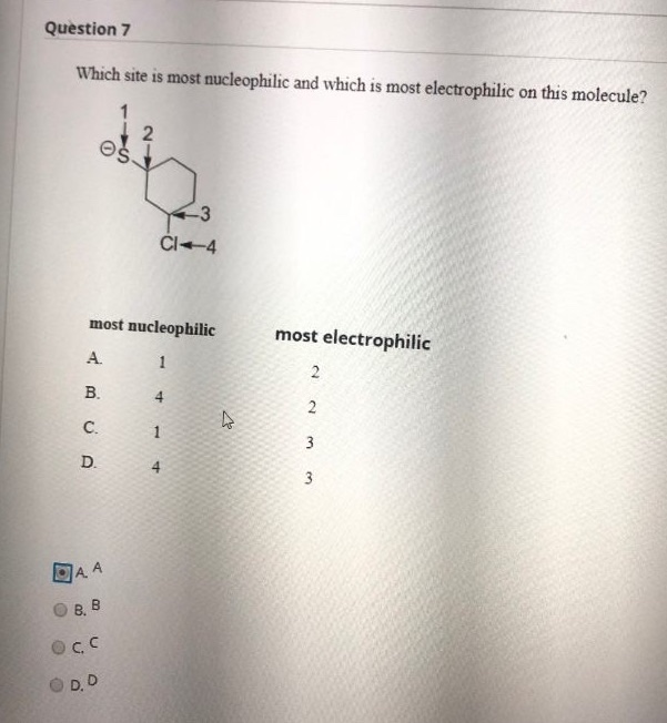 Solved Question 7 Which site is most nucleophilic and which | Chegg.com