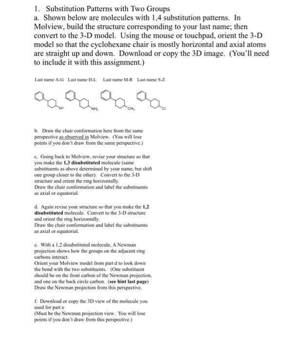 Solved 1. Substitution Patterns with Two Groups a. Shown | Chegg.com