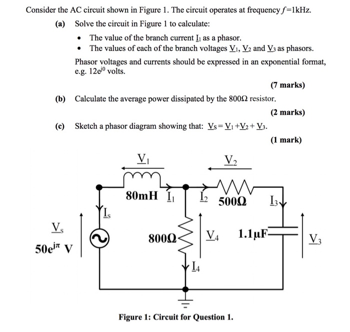 Solved Consider the AC circuit shown in Figure 1. The | Chegg.com