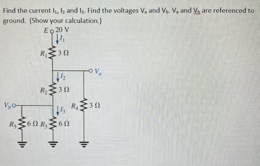 Solved Find the current I1,I2 ﻿and I3. ﻿Find the voltages Va | Chegg.com