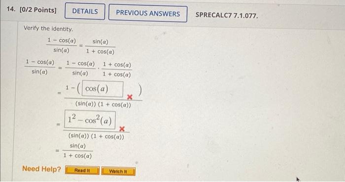 Solved Verify the identity. | Chegg.com