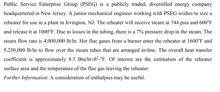 Solved Public Service Enterprise Group (PSEG) is a publicly | Chegg.com