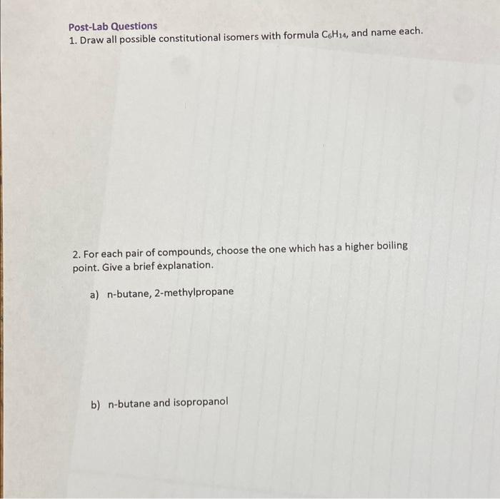 Solved Post-Lab Questions 1. Draw all possible | Chegg.com