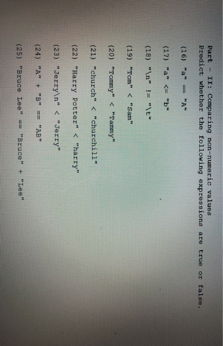 Solved Part - I: Evaluating logical expressions Predict | Chegg.com