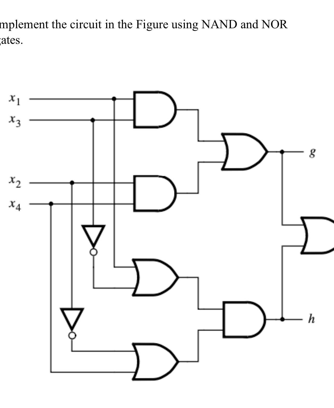 Mplement The Circuit In The Figure Using Nand And Nor 