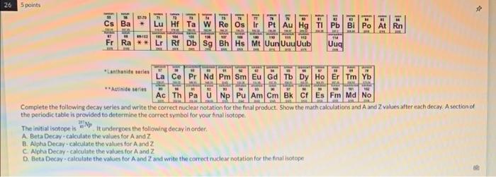 Solved Complete the following decay series and write the | Chegg.com