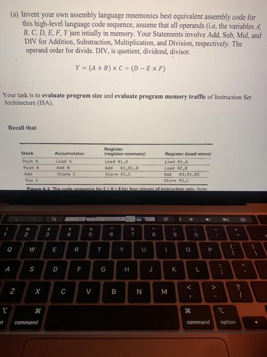 Solved (a) Invent your own assembly language mnemonics best | Chegg.com