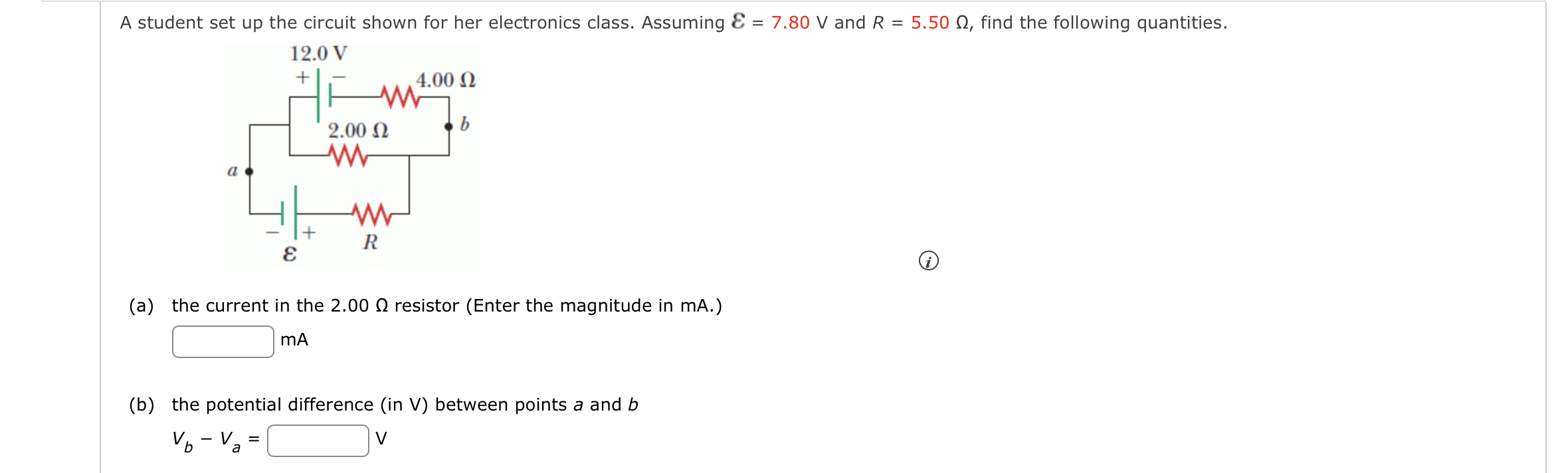 Solved A student set up the circuit shown for her | Chegg.com