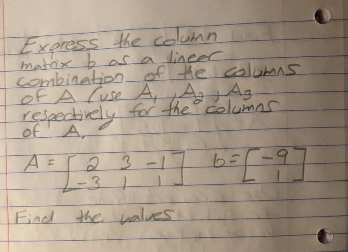 Solved Express the column matrix b as a linear combination | Chegg.com