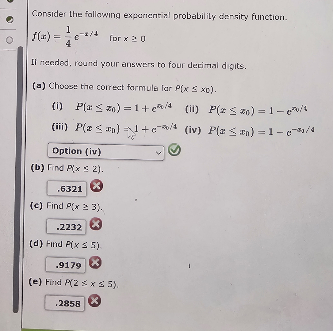 Solved Consider the following exponential probability | Chegg.com