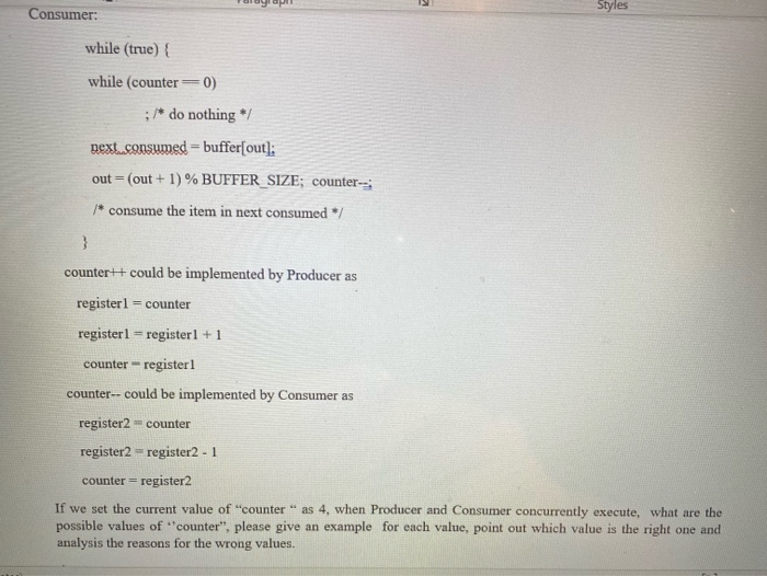 Solved IN 9. Here are the codes for producer and consumer | Chegg.com