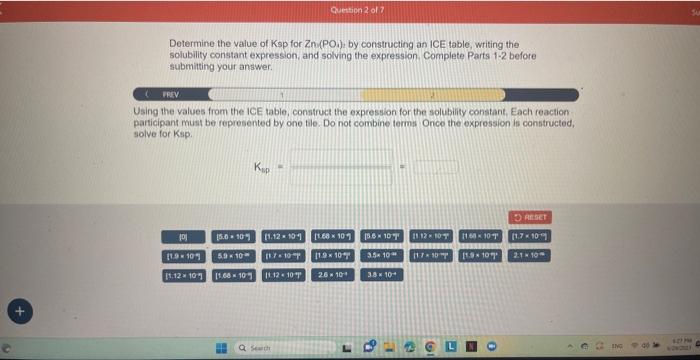 Solved Determine the value of Ksp for SrF a by constructing | Chegg.com