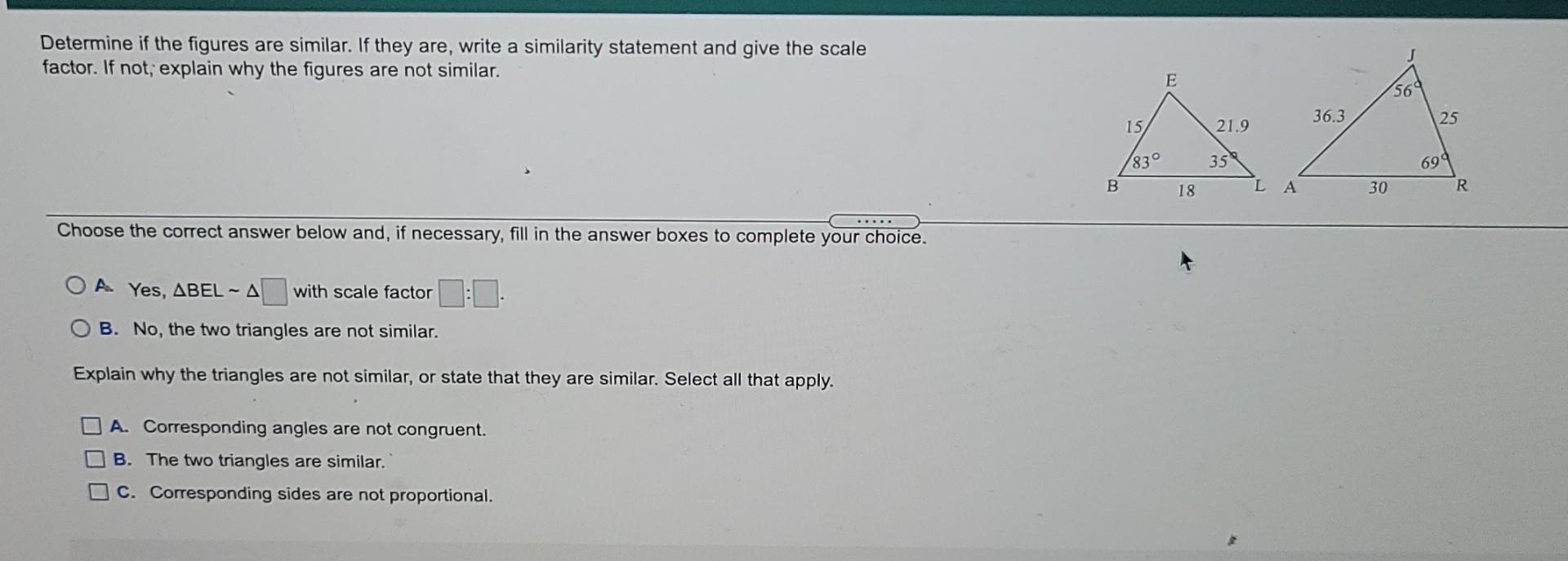 Solved Determine if the figures are similar. If they are, | Chegg.com