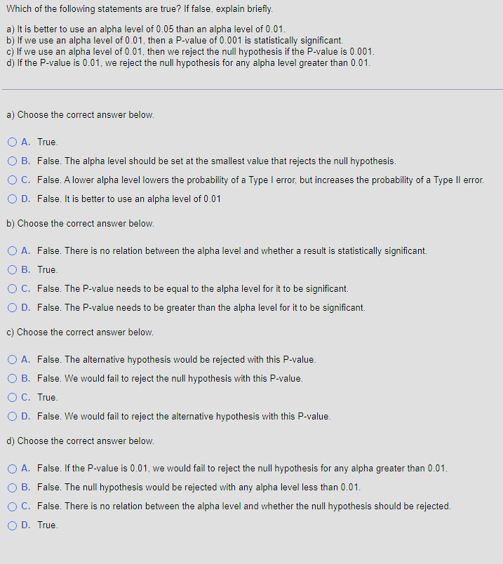 Solved Which of the following statements are true? If false, | Chegg.com