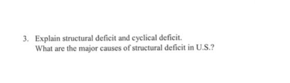 Solved 3. Explain structural deficit and cyclical deficit. | Chegg.com