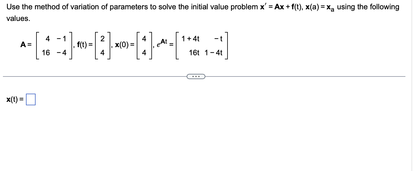 Use the method of variation of parameters to solve | Chegg.com