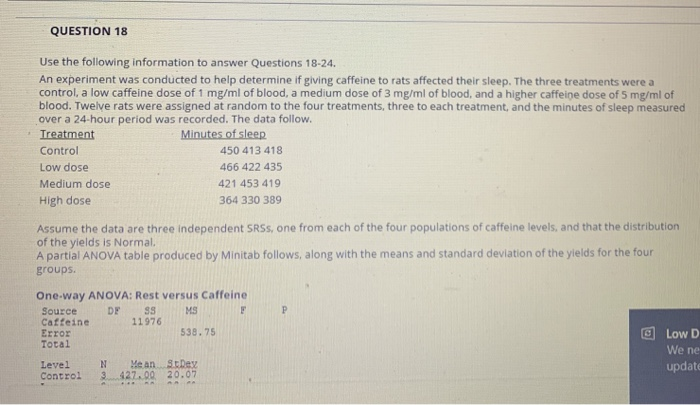 Solved QUESTION 18 Use the following information to answer | Chegg.com